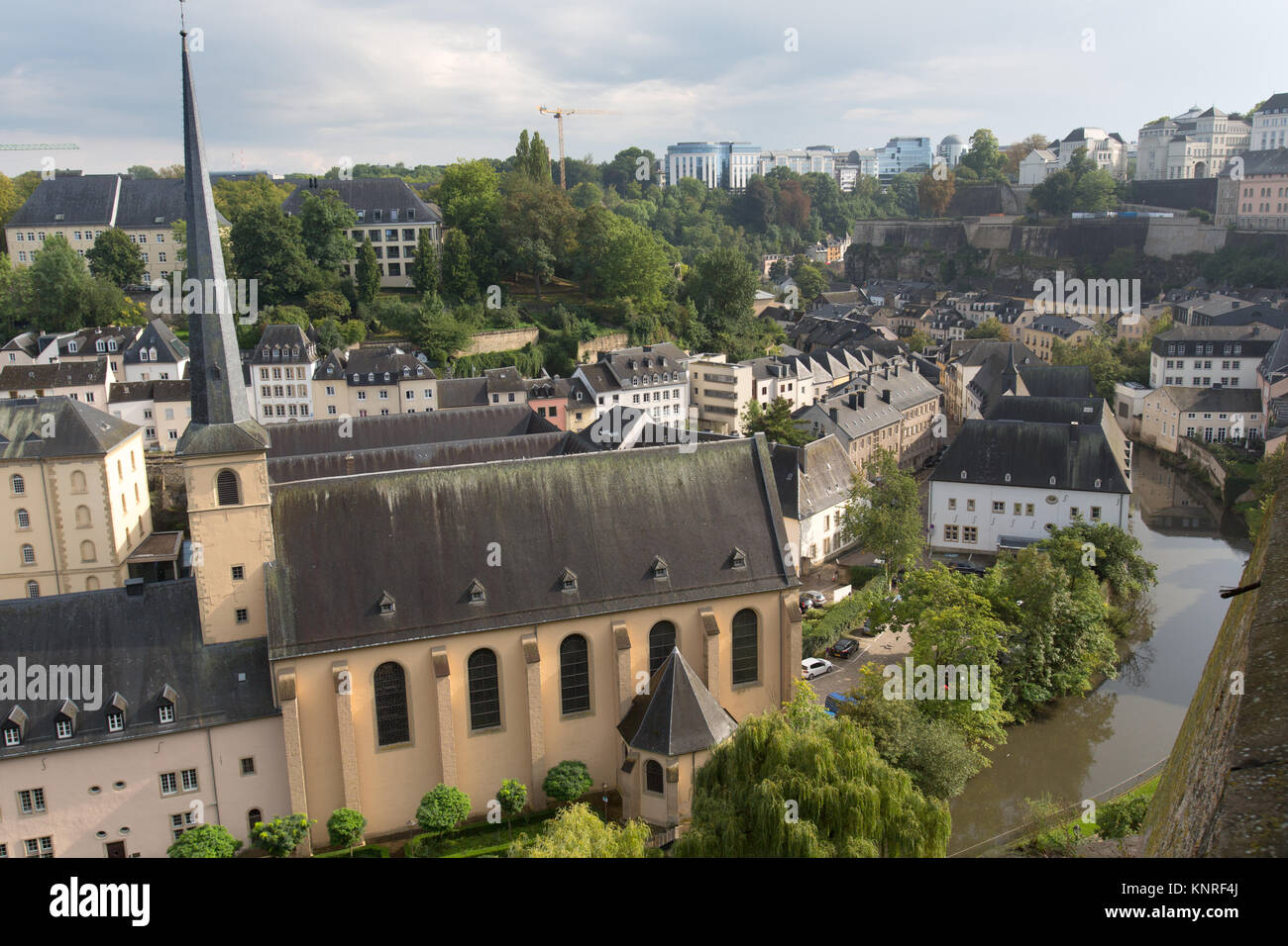 Luxemburg City, Luxemburg. Picturesque view of the Alzette River with ...