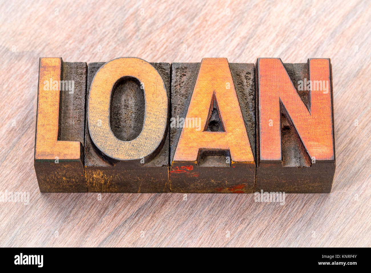 loan word abstract in vintage letterpress wood type Stock Photo - Alamy