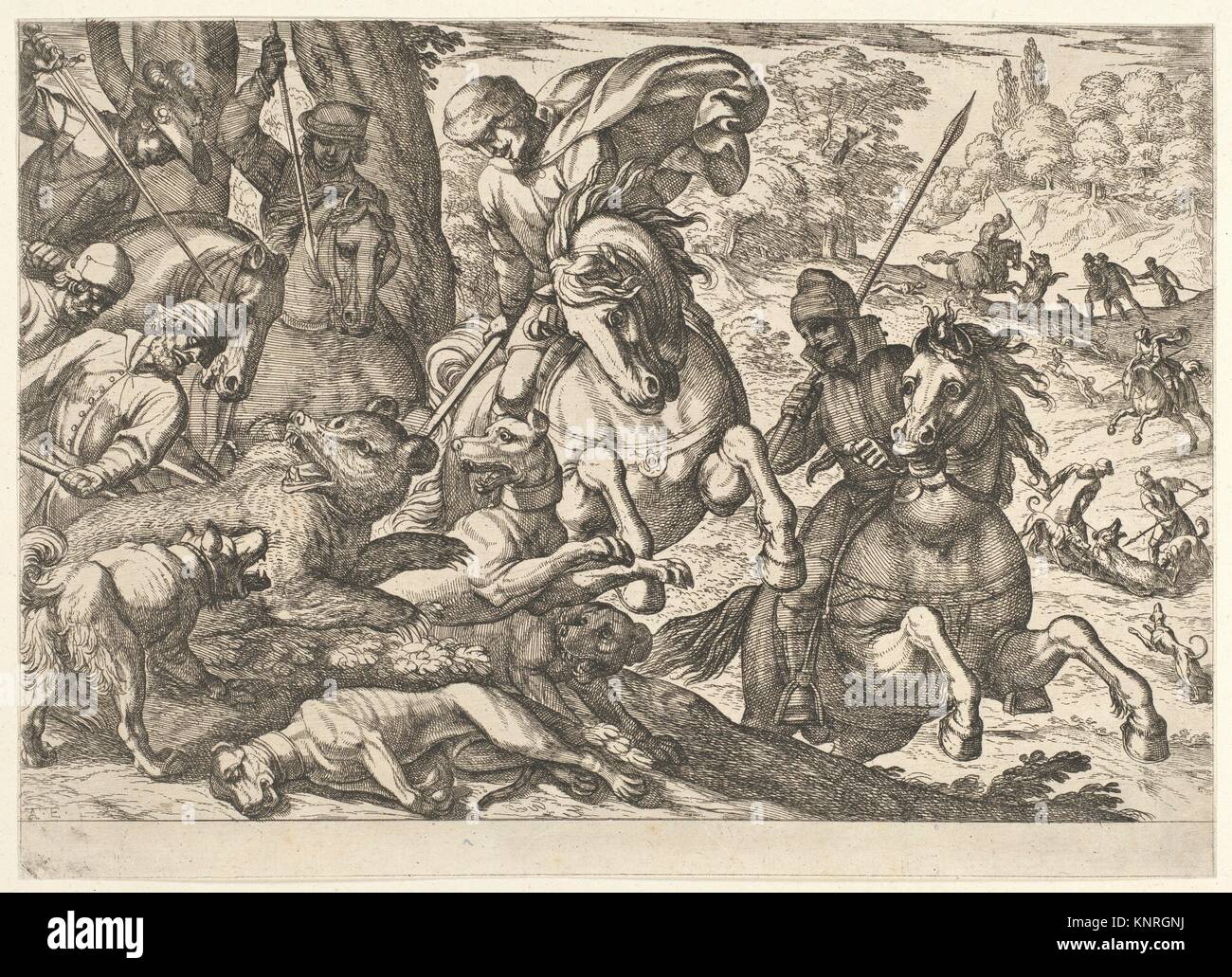 Bear Hunt, from ´Hunting Scenes VI´. Artist: Antonio Tempesta (Italian ...