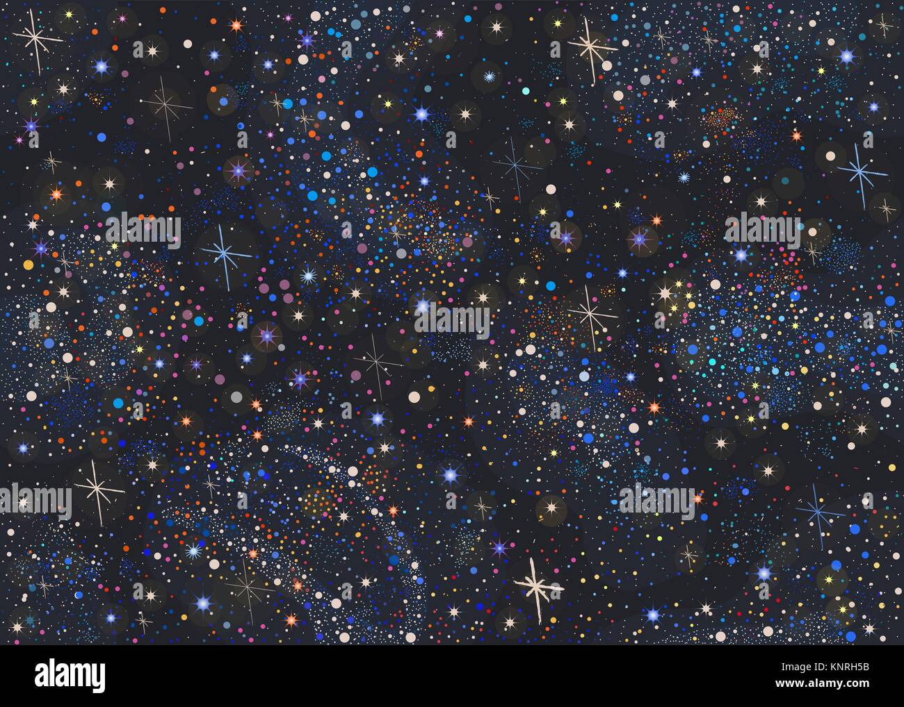 Colorful Seamless Pattern with shiny Stars of all colors. Dark Starry ...