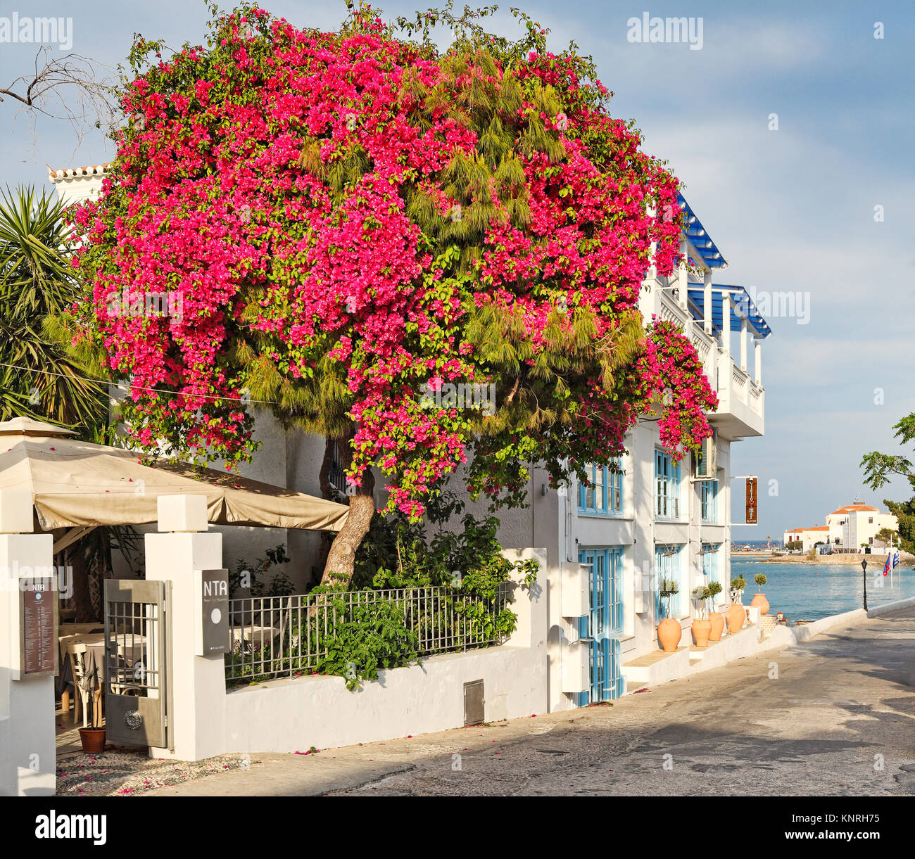 Traditional houses in the town of Spetses island, Greece Stock Photo ...