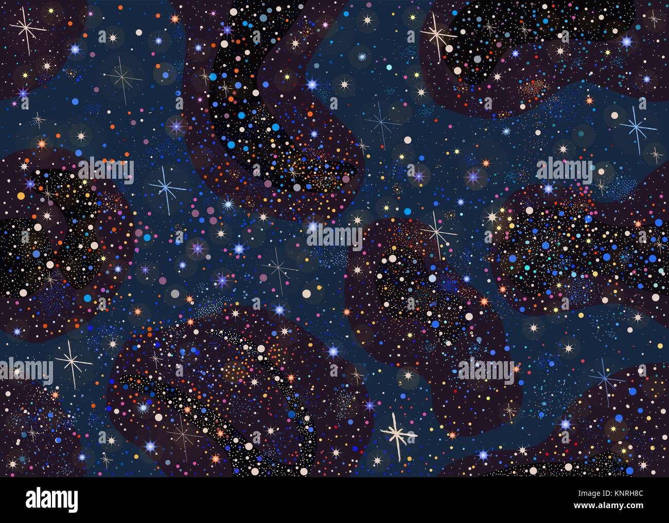 Seamless Pattern with stars and bright shiny stars on dark background ...