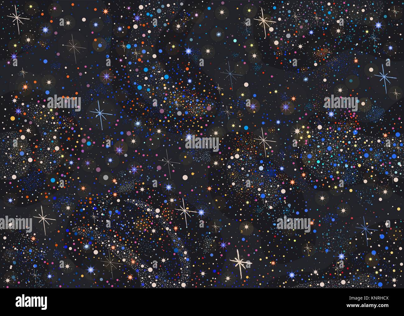 Seamless Pattern with stars and bright shiny stars on dark background ...