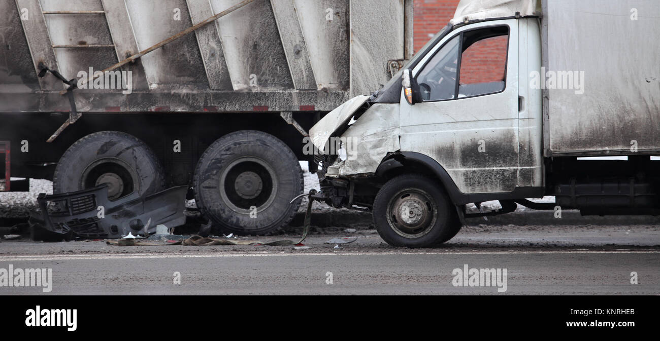 collision of the truck and car Stock Photo - Alamy