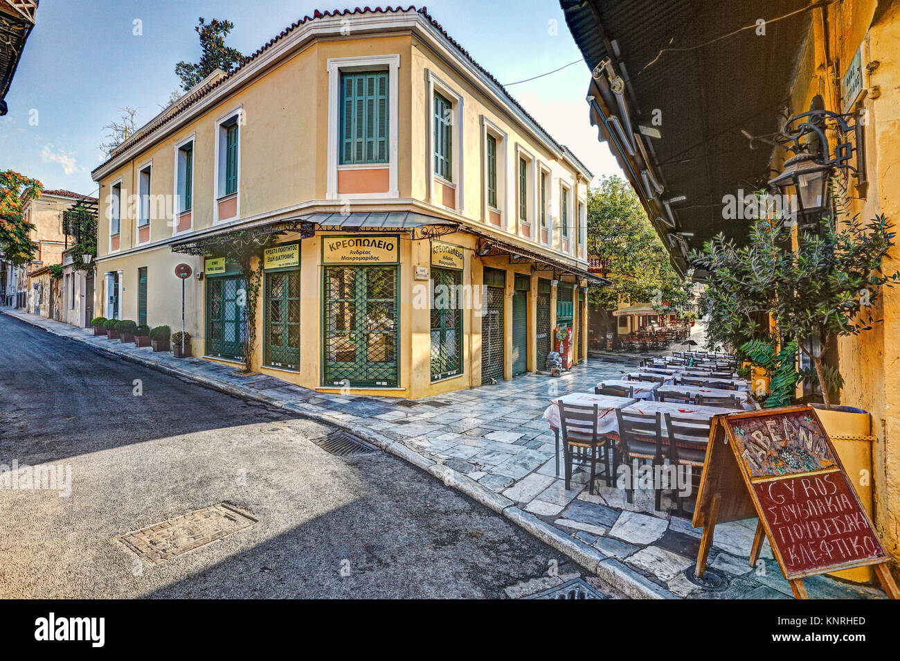 A picturesque restaurant of Plaka in Athens, Greece Stock Photo - Alamy