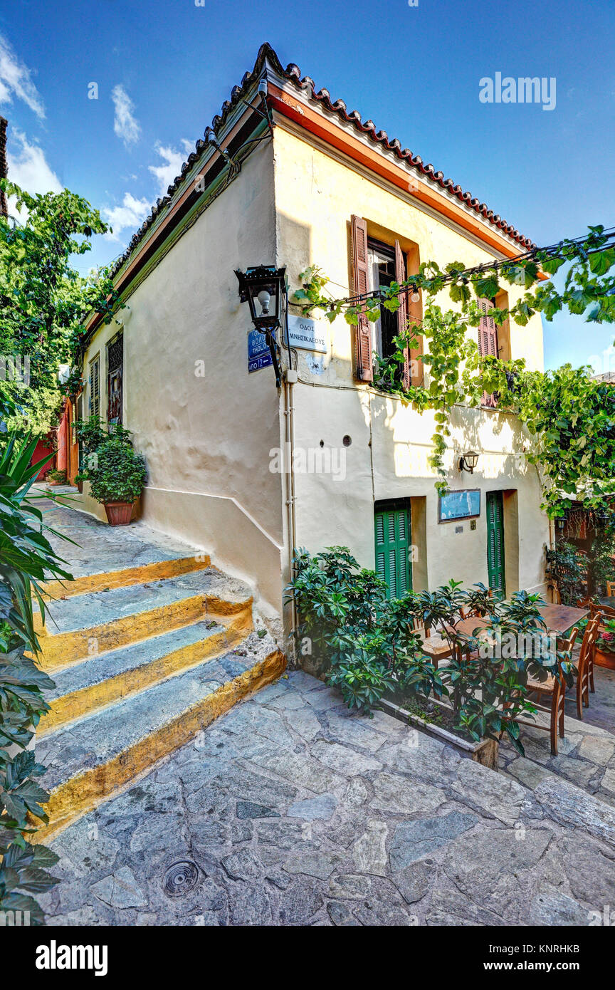 A picturesque restaurant of Plaka in Athens, Greece Stock Photo - Alamy
