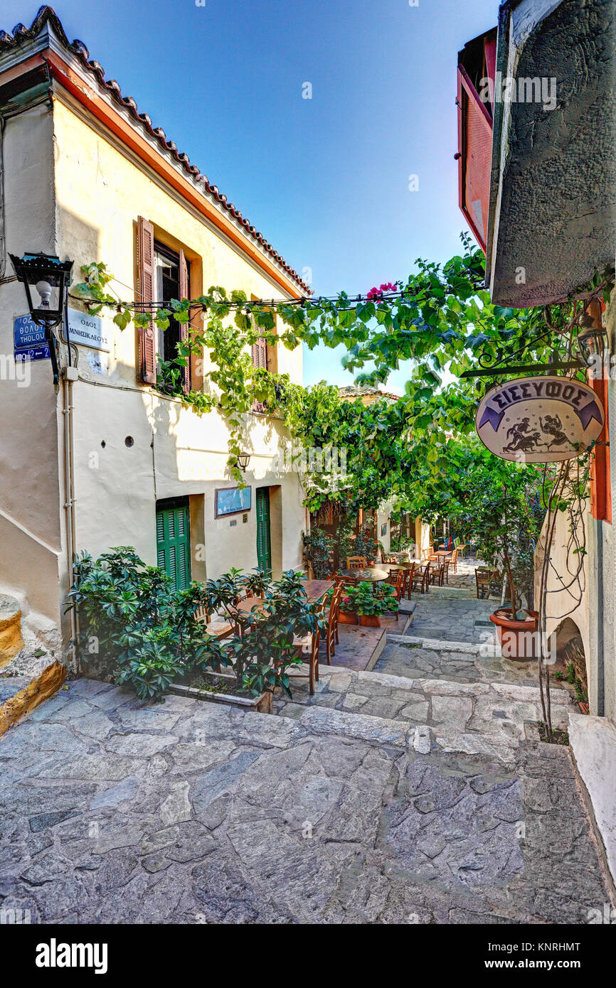 A picturesque restaurant of Plaka in Athens, Greece Stock Photo - Alamy