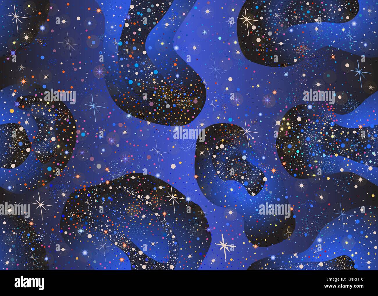Colorful Seamless Pattern with shiny Stars of all colors. Dark Starry ...