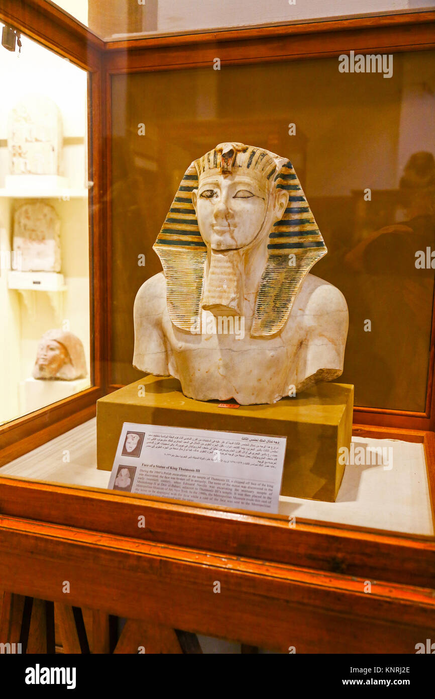 Face of a statue of King Thutmosis III in the Egyptian Museum of ...