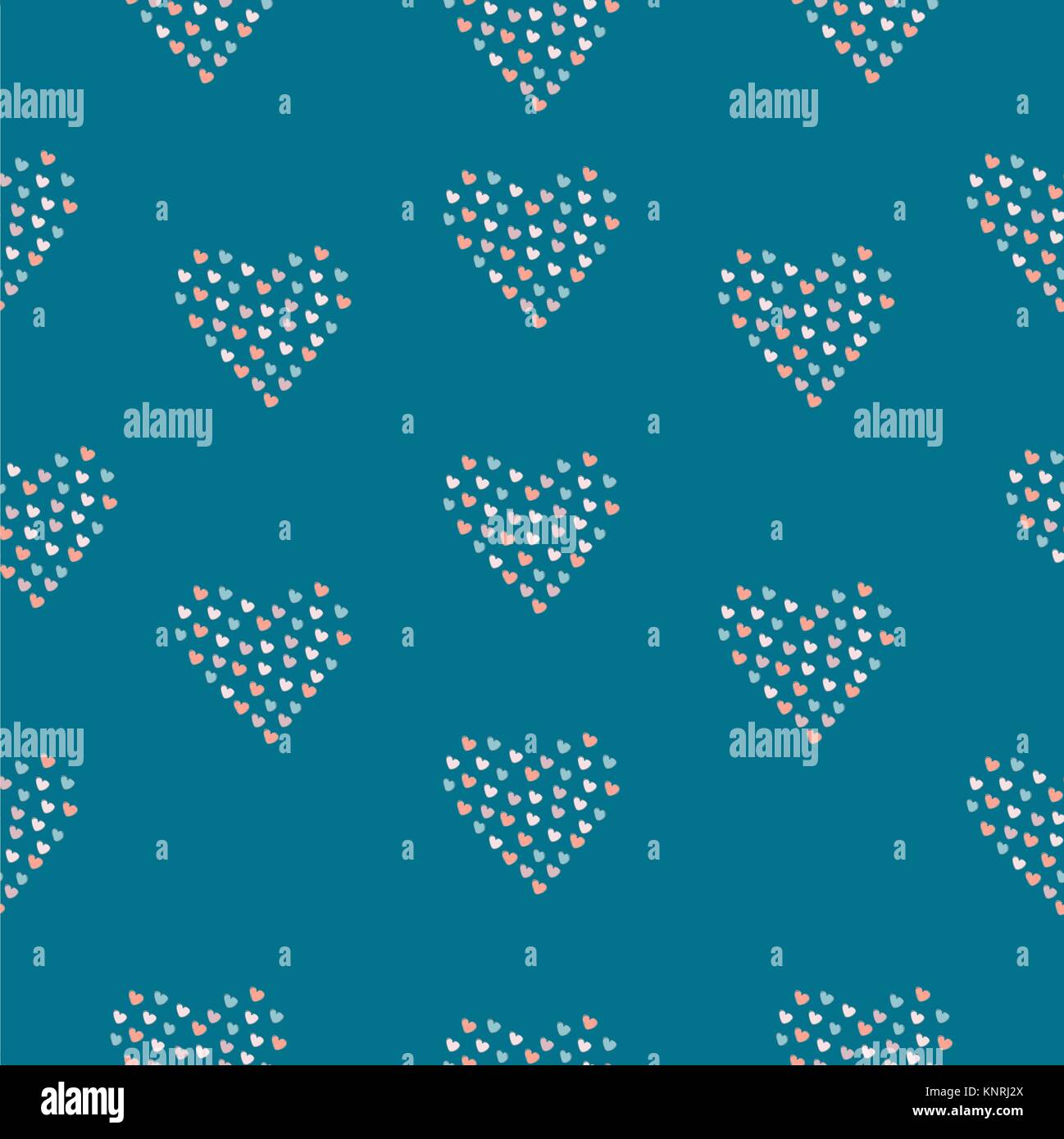 Cute hand drawn pattern with grouped small hearts into bigger hearts ...