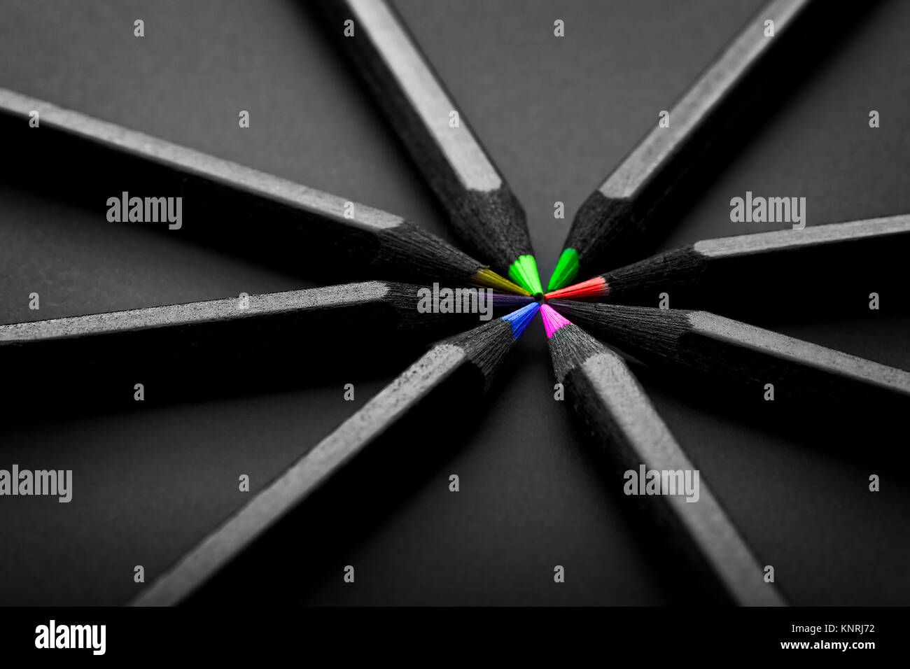 black, colored pencils, on black background Stock Photo - Alamy