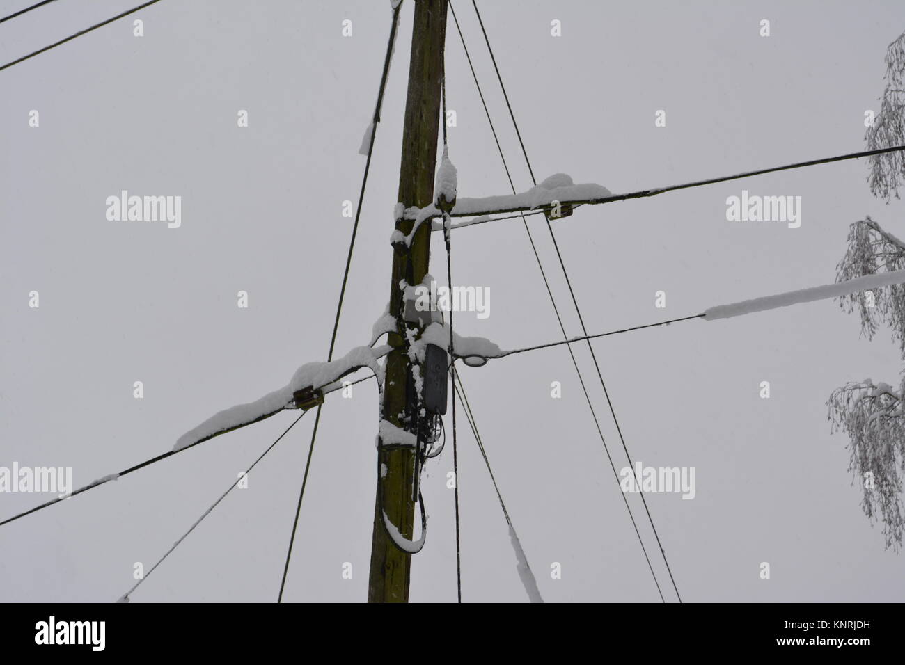power lines and telephone wires in harsh landscape during a very heavy ...
