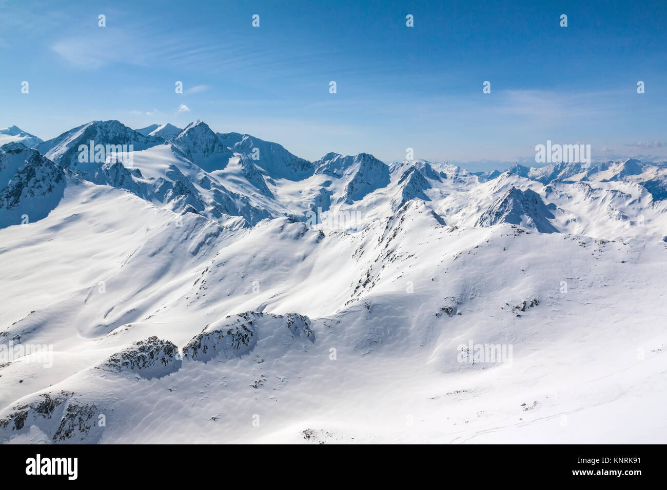 Winter snow covered mountain peaks Austrian alps Stock Photo - Alamy