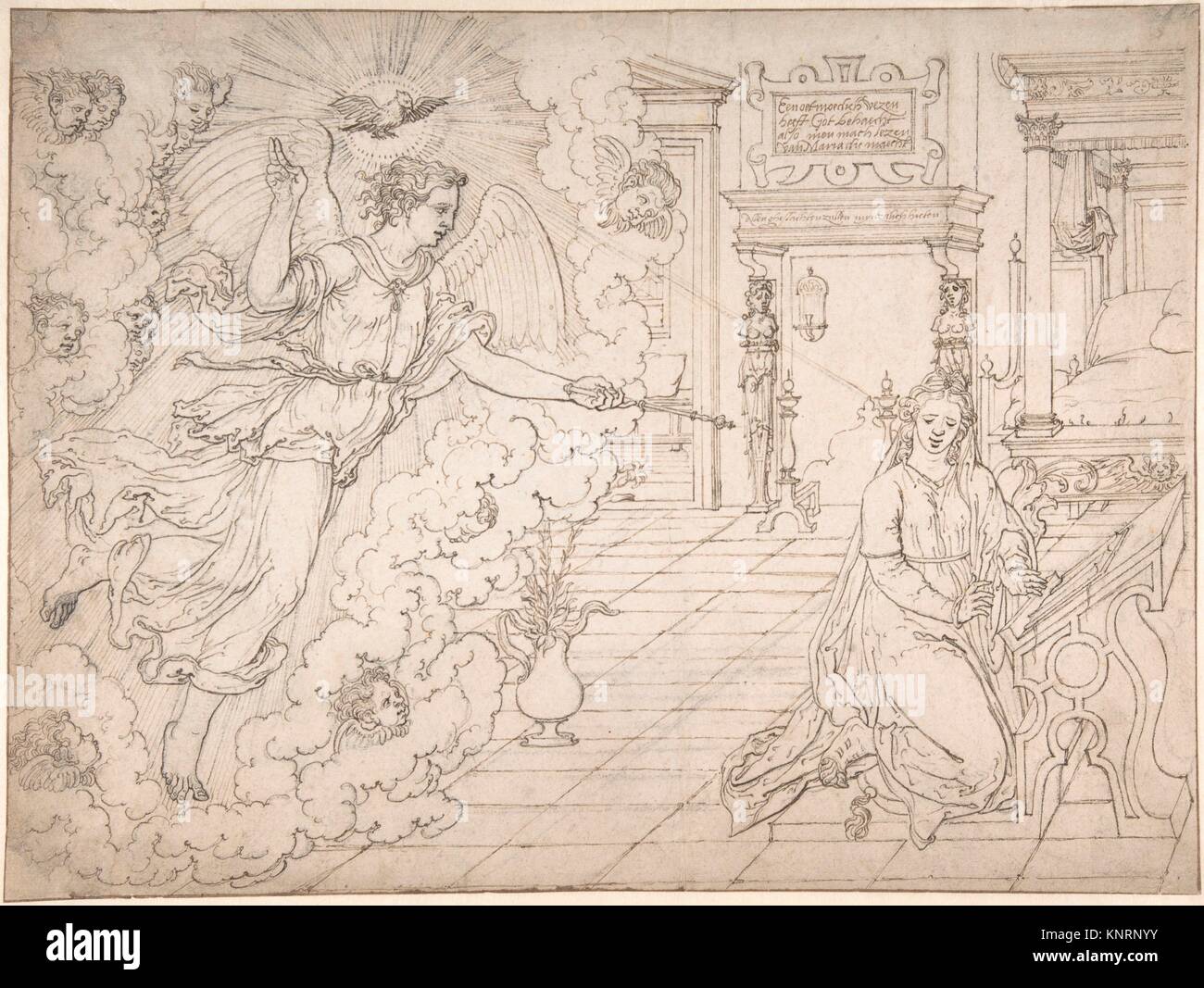 The Annunciation. Artist: Dirck Pietersz. Crabeth (Netherlandish, Gouda 1501-1574 Gouda); Date ...