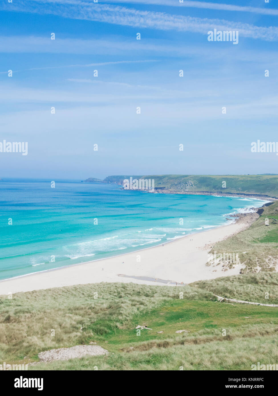 Sennen Cove Beach or Whitesands Bay Beach, Penwith Peninsula, Cornwall ...