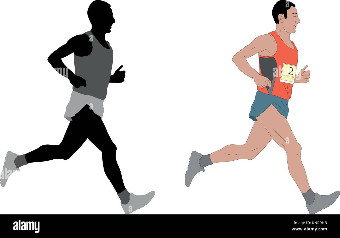 Marathon runner silhouette male Cut Out Stock Images & Pictures - Alamy