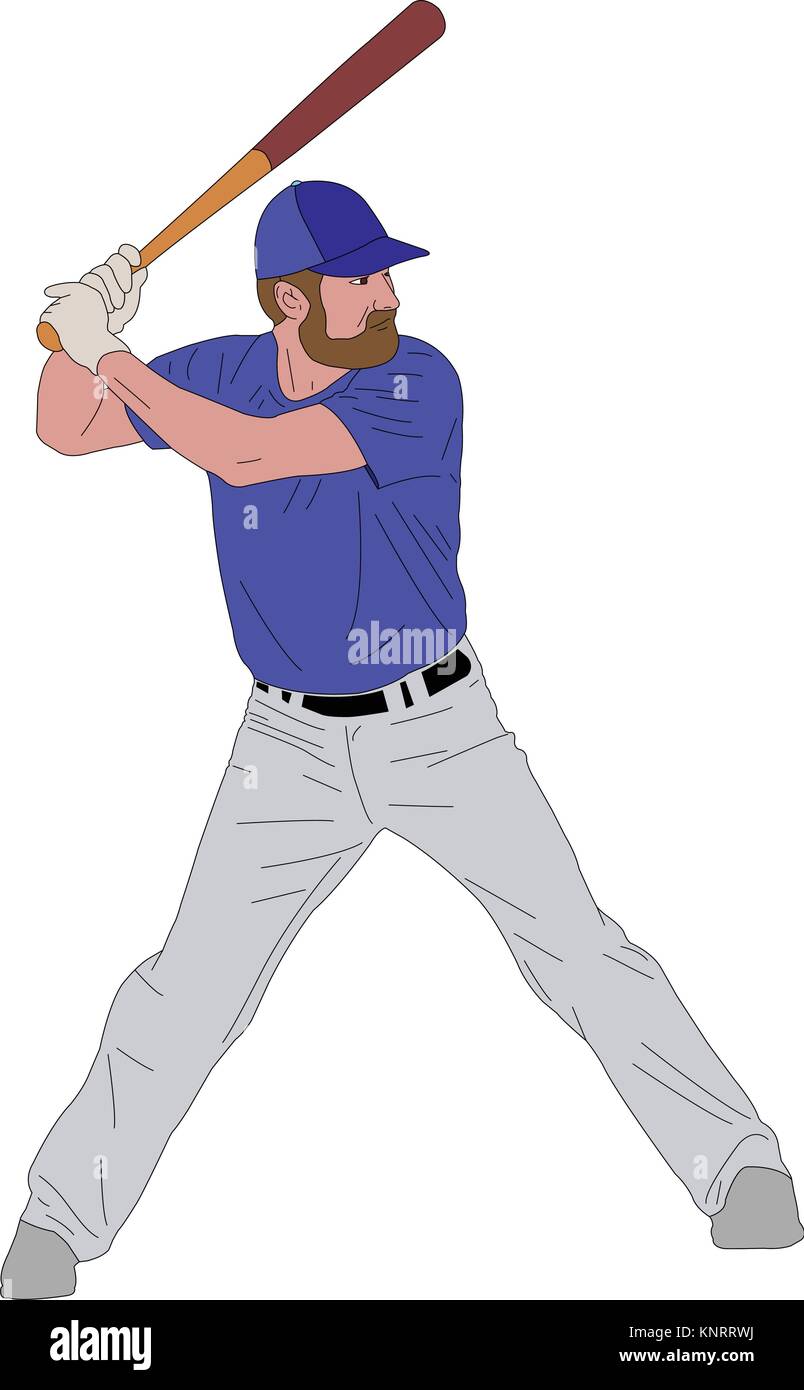 baseball player detailed illustration 6 - vector Stock Vector Image ...