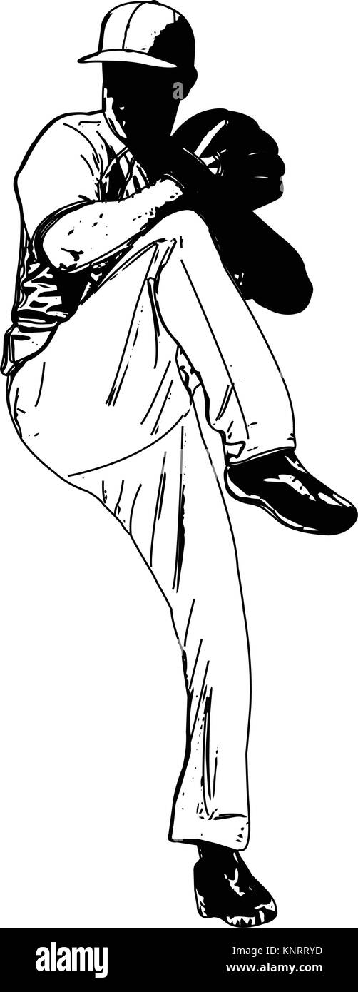 baseball pitcher, sketch illustration - vector Stock Vector Image & Art ...