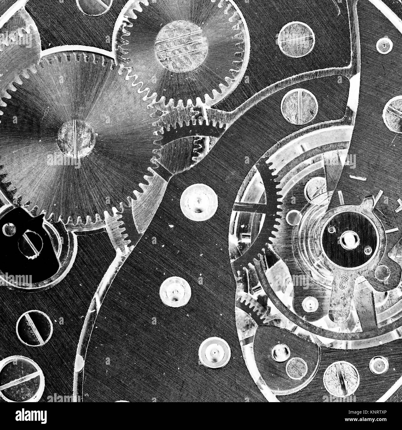 Closeup clockwork mechanism inside watch Black and White Stock Photos ...