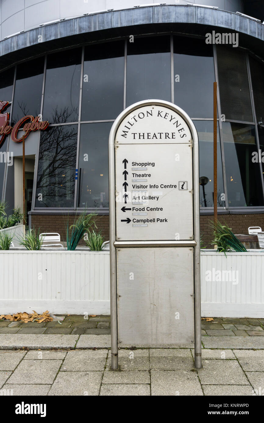 Silver metallic information sign at one of the entrances to the Milton ...