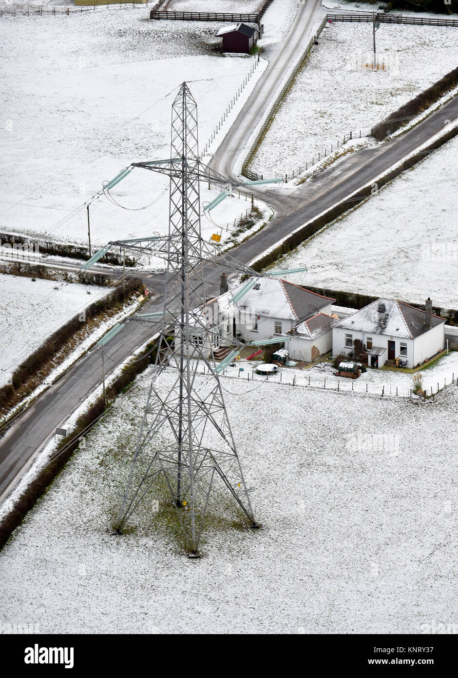 aerial view of electricity pylons Stock Photo - Alamy