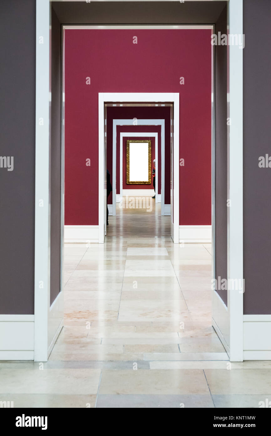 Art Museum Frame Dark Grey Wall Ornate Minimal Design White Isolated ...