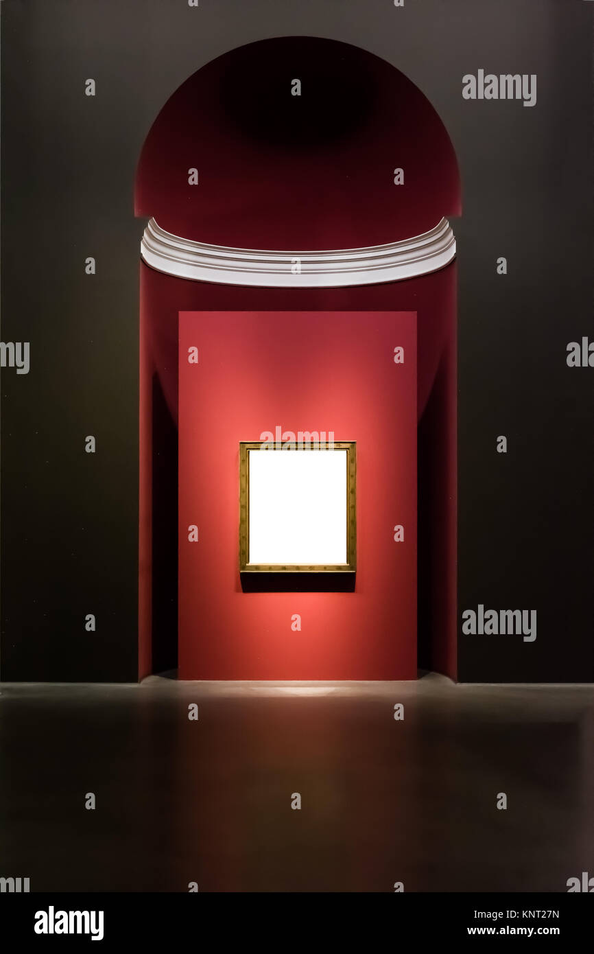 Art Museum Frame Dark Grey Wall Ornate Minimal Design White Isolated ...