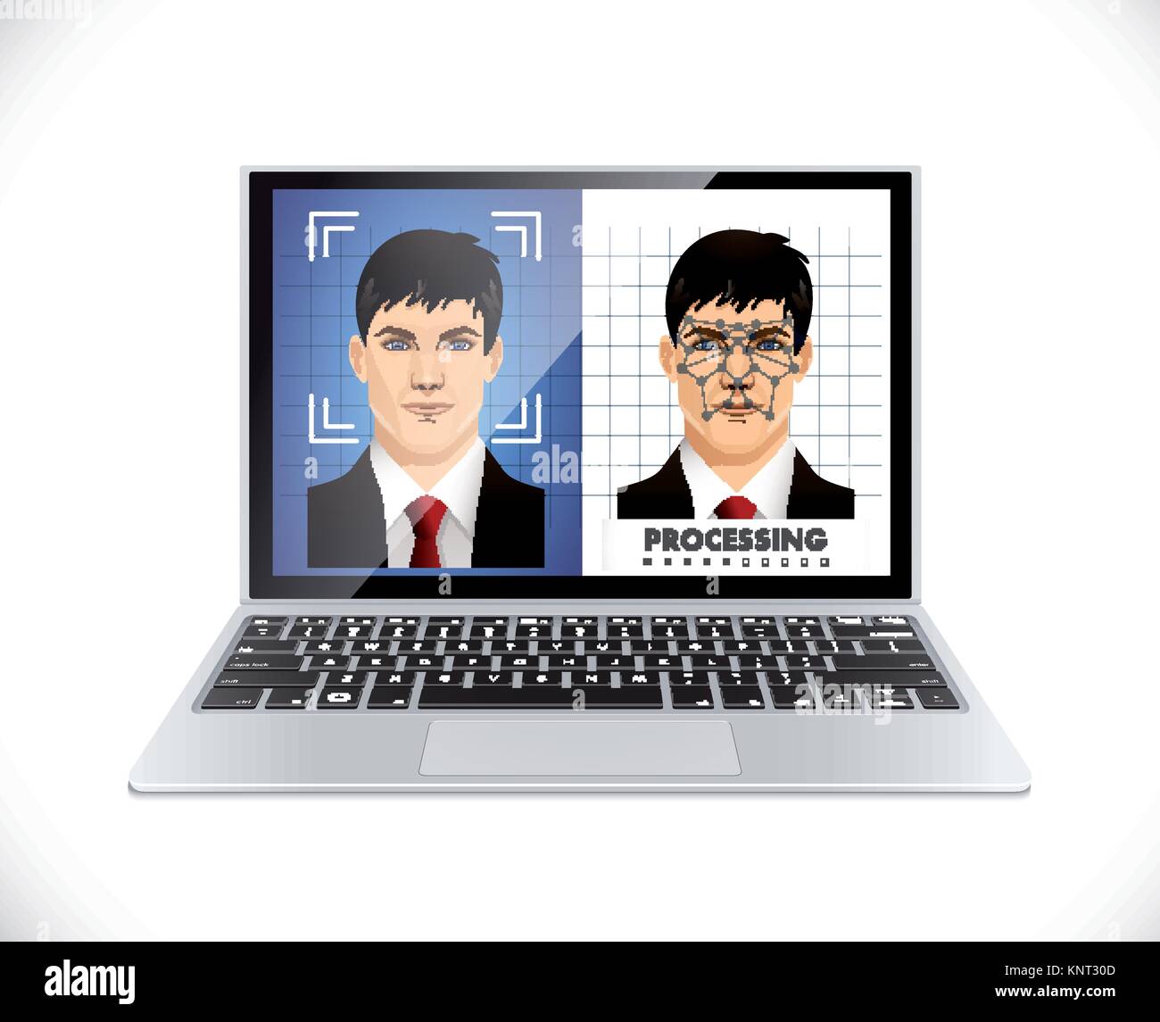 Face Recognition System Computer Software Concept Stock
