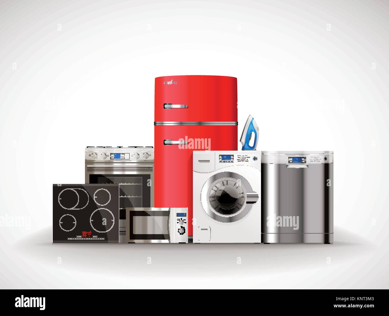 Kitchen and house appliances: microwave, washing machine, refrigerator ...