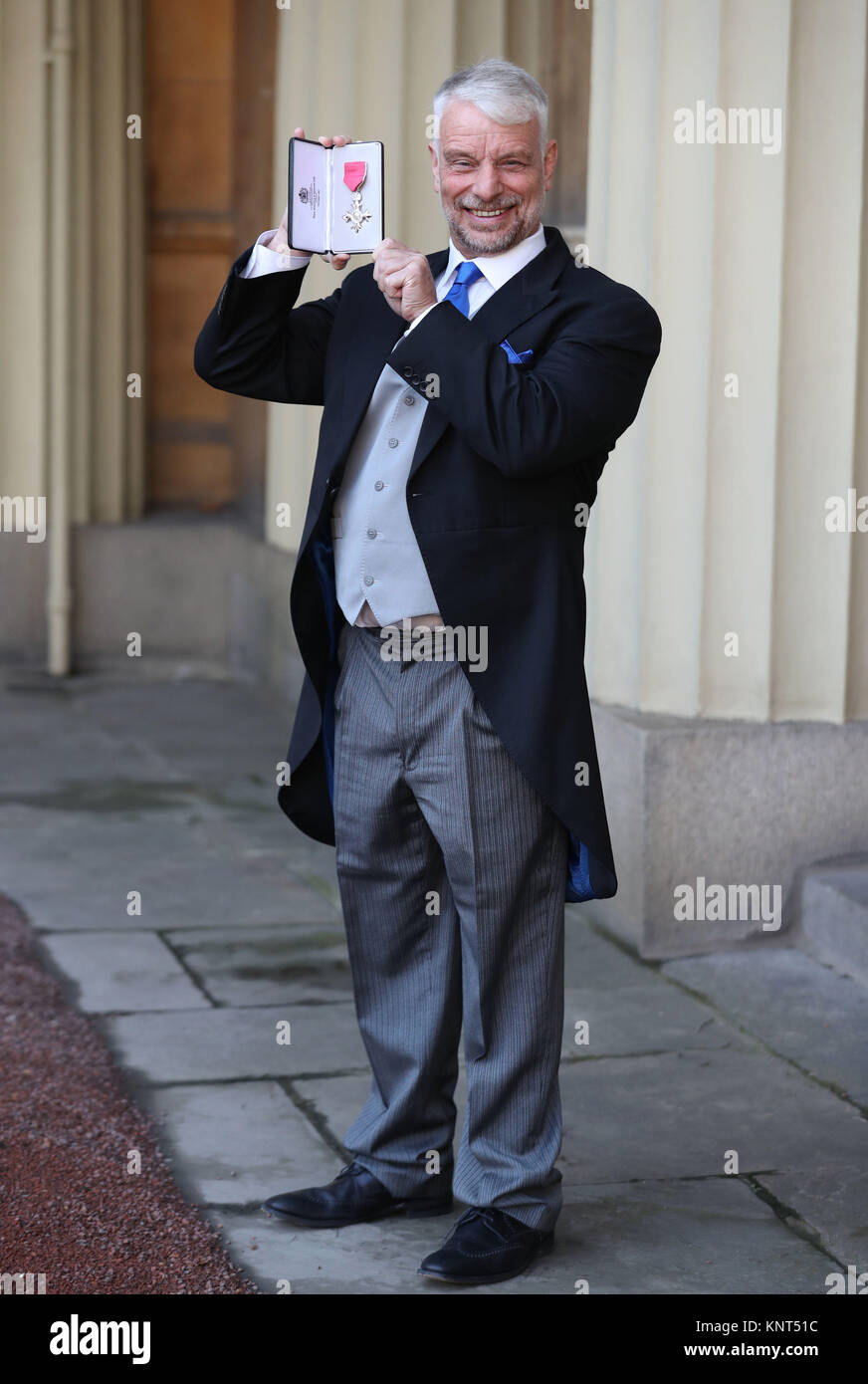 Brian Noble after he was awarded an MBE by the Duke of Cambridge during ...