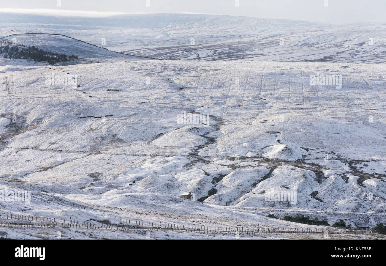 A snow-covered hillside near the village of Nenthead in the North ...