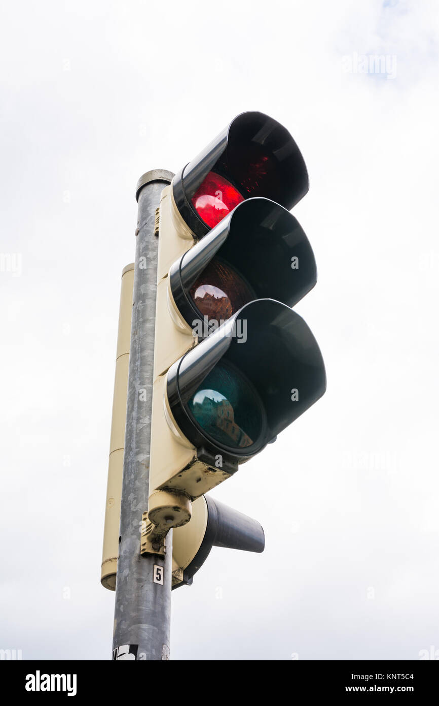 Stoplight Traffic Red Glowing Green Yellow Isolated White Background ...