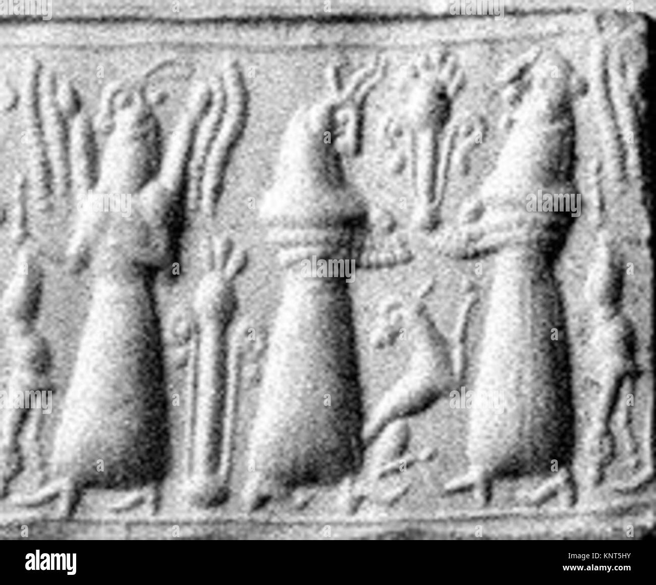 Cylinder seal and modern impression- animal-headed divinities with prey ...