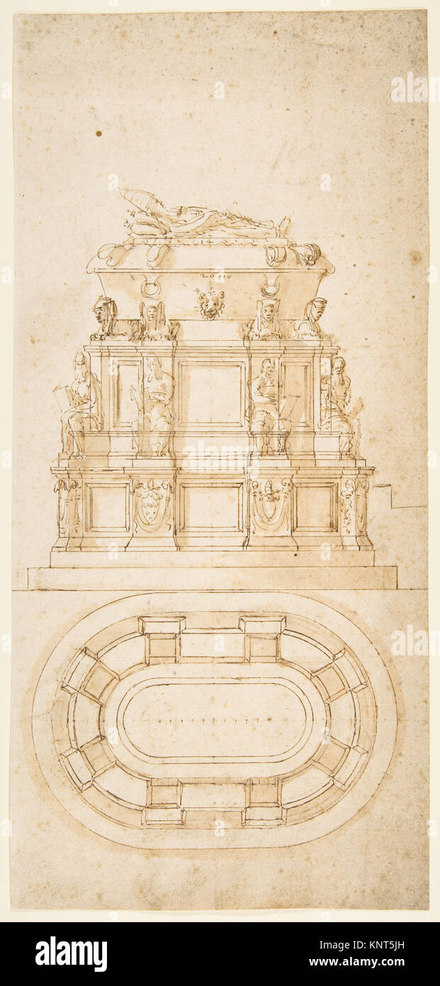 Design for a Freestanding Tomb Seen in Elevation and Plan MET DP812323 ...