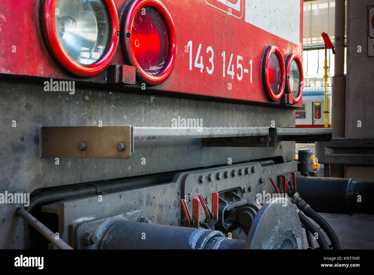 Red Train Headlights Front Mechanical Transportation Machine Locomotive ...