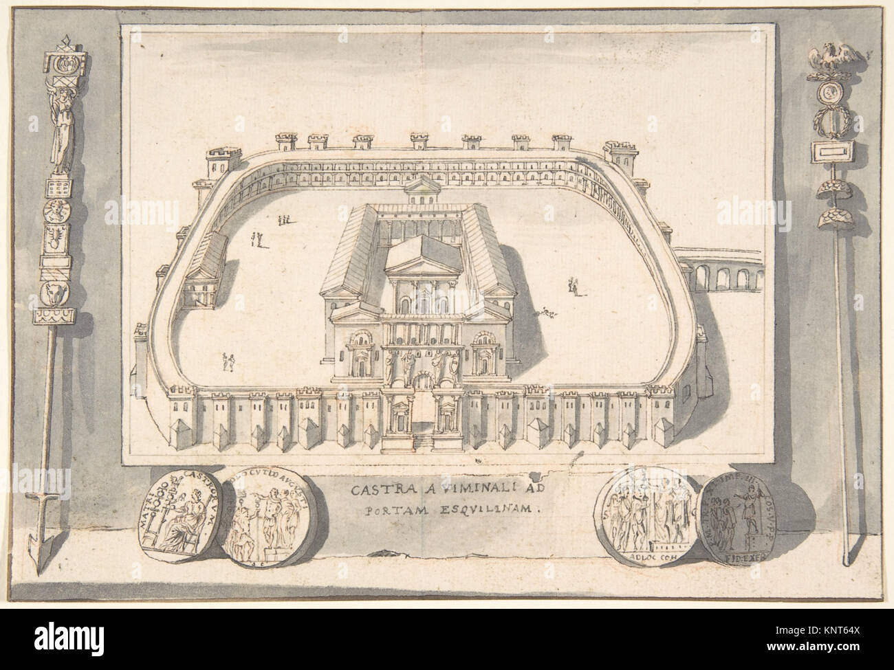 Illustration of a reconstructed castle on Viminal Hill near the ...