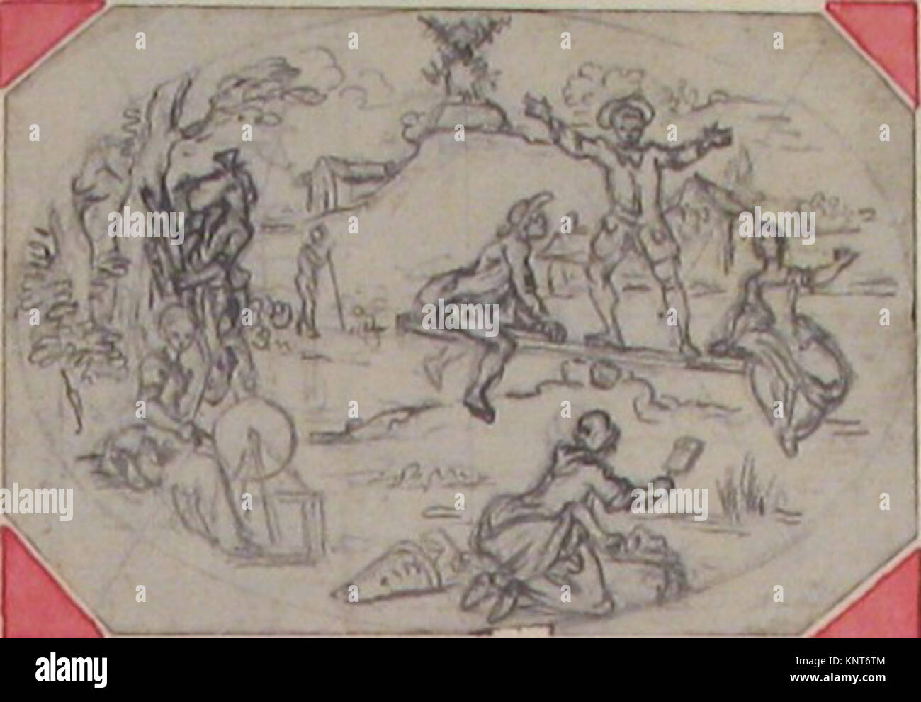 Drawing showing a design for a box lid, illustrating decorative ...