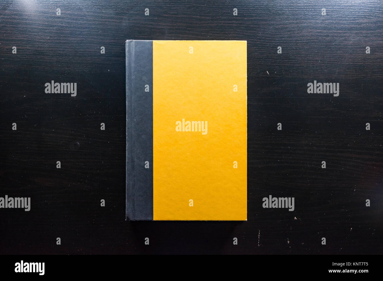Yellow Blank Hard Cover Paper Front Book Pages Black Desk Stock Photo ...