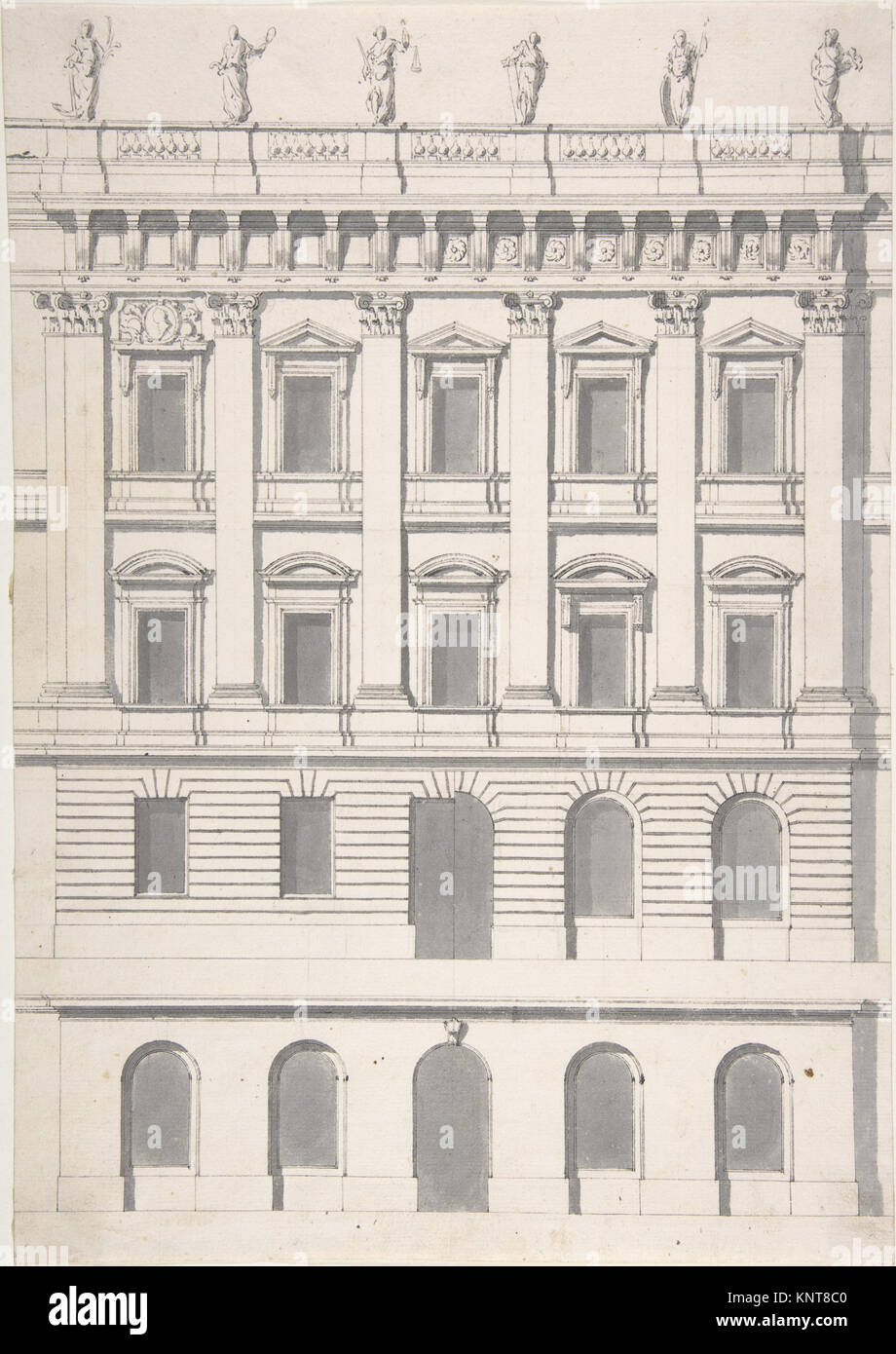 This design depicts a palace facade, highlighting architectural ...
