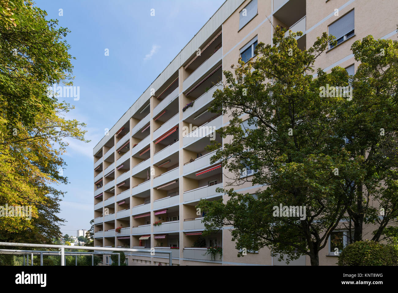German Architecture Apartment Building Complex Modern Balconies ...