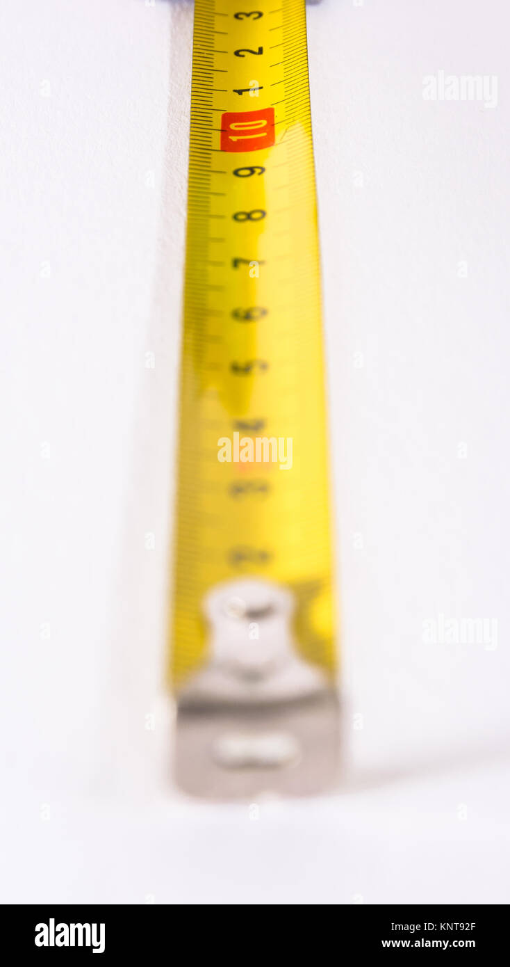 Tape Measure Rolled Out Yellow Bright Lines Closeup Construction Stock ...