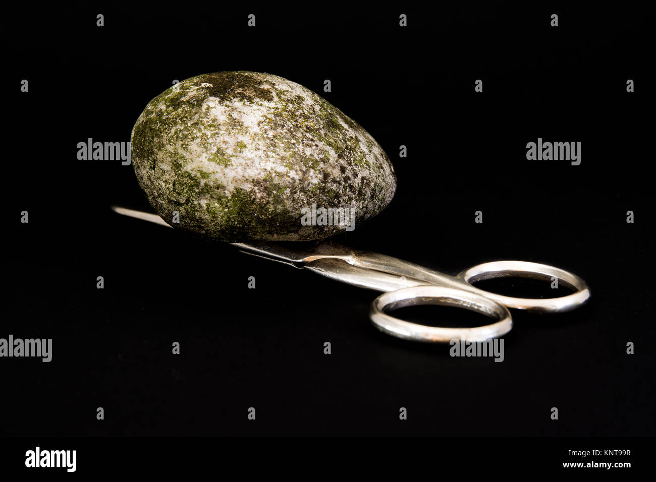 Rock Beats Scissors Crush Metal Stone Dirty Black Isolated Background ...