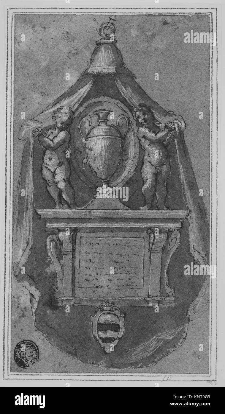 Wall tomb design with architectural and sculptural elements, layout ...