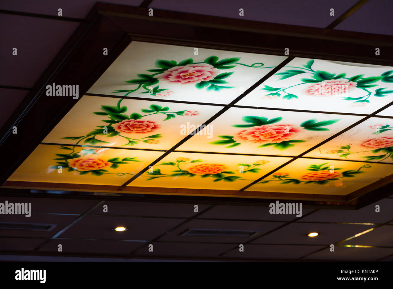 Chinese Restaurant Skylight Traditional Typical Flowers Roses ...