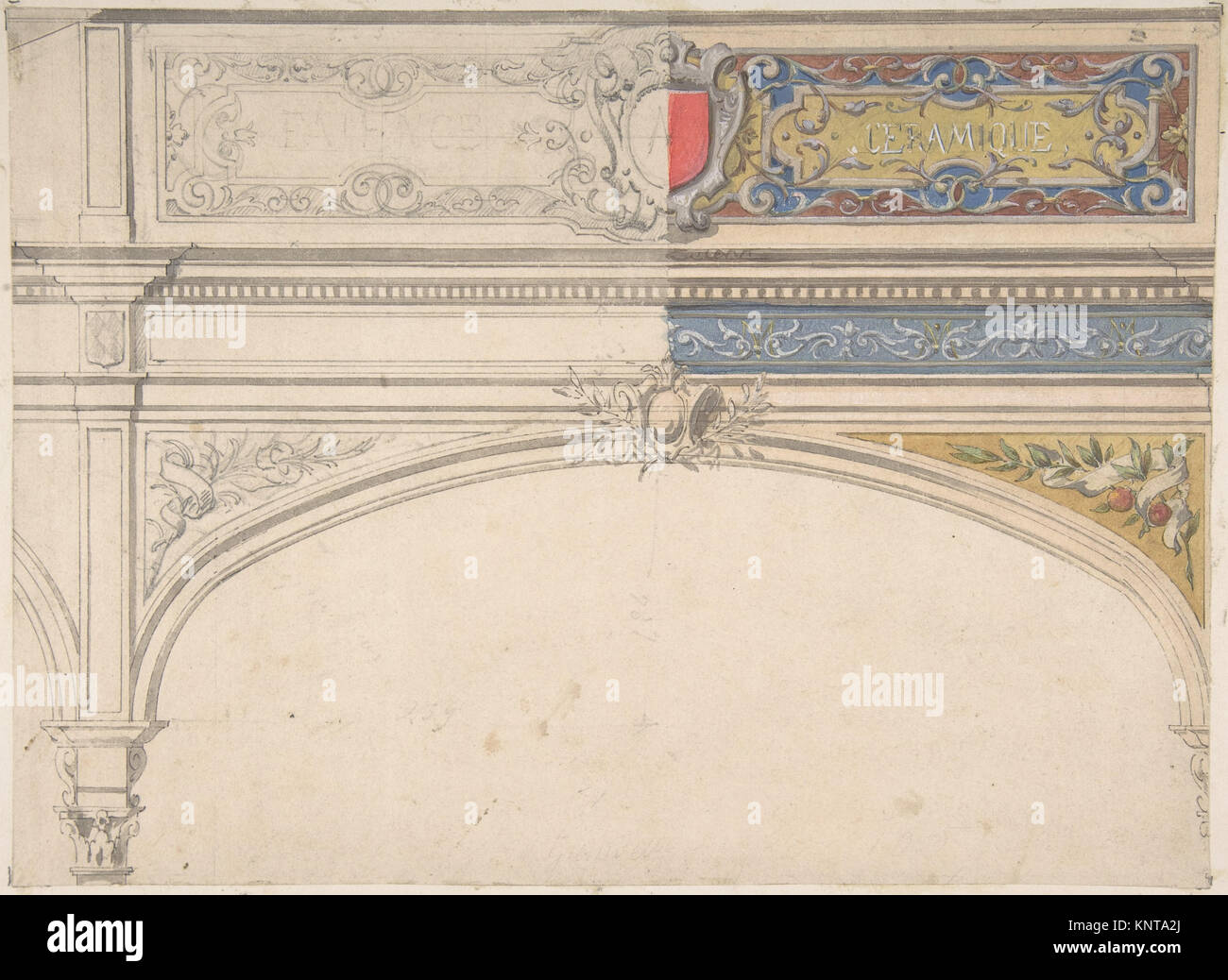 Design for a decorated archway for Monaco Pavilion, showing structural ...