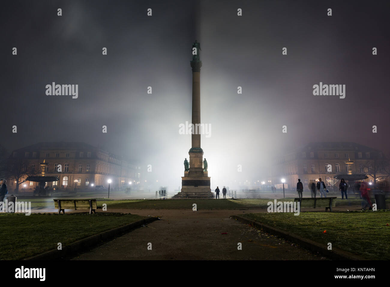 Stuttgart Fireworks Schlossplatz Smoke New Year Celebration Ominous Fog ...