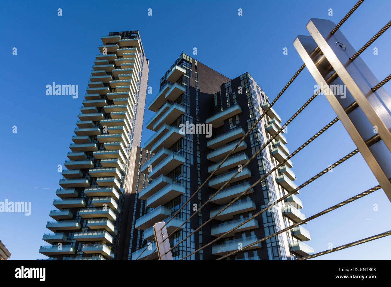 Modern Milan Italy Apartment Building Skyscrapers Bridge View Exterior ...