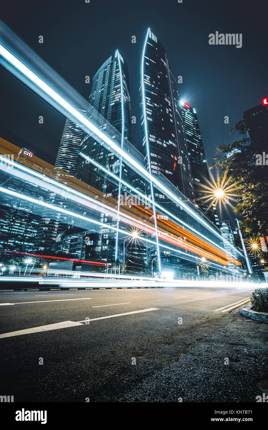 Long exposure of the traffic in Singapore Stock Photo - Alamy