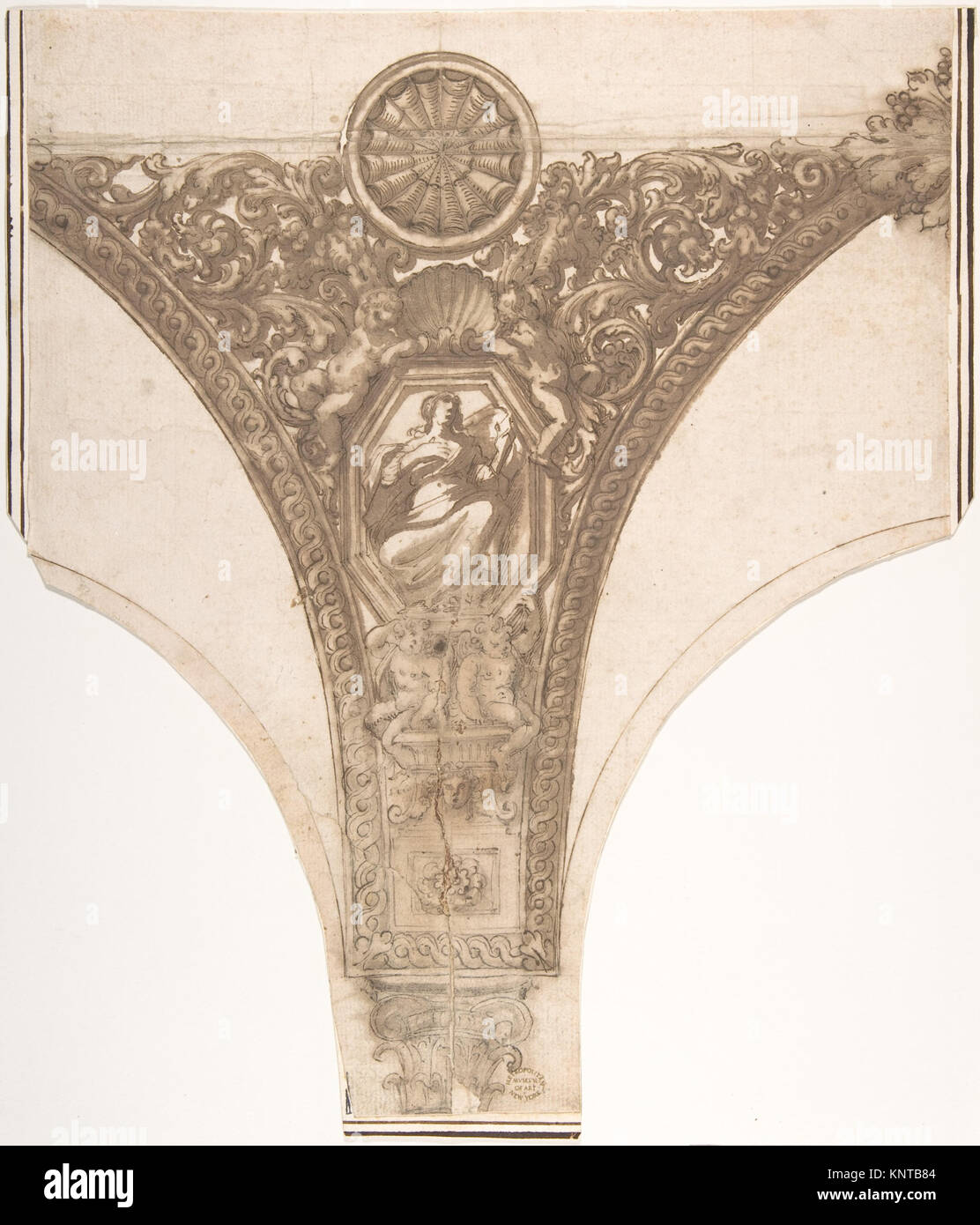 Illustration showing an ornamental spandrel design with intricate ...