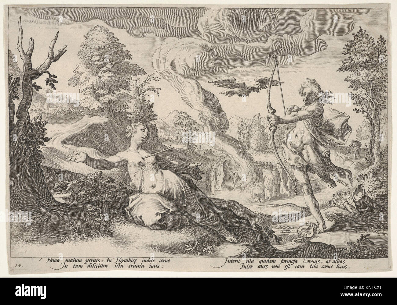 Illustration depicting Apollo and Coronis from classical mythology ...